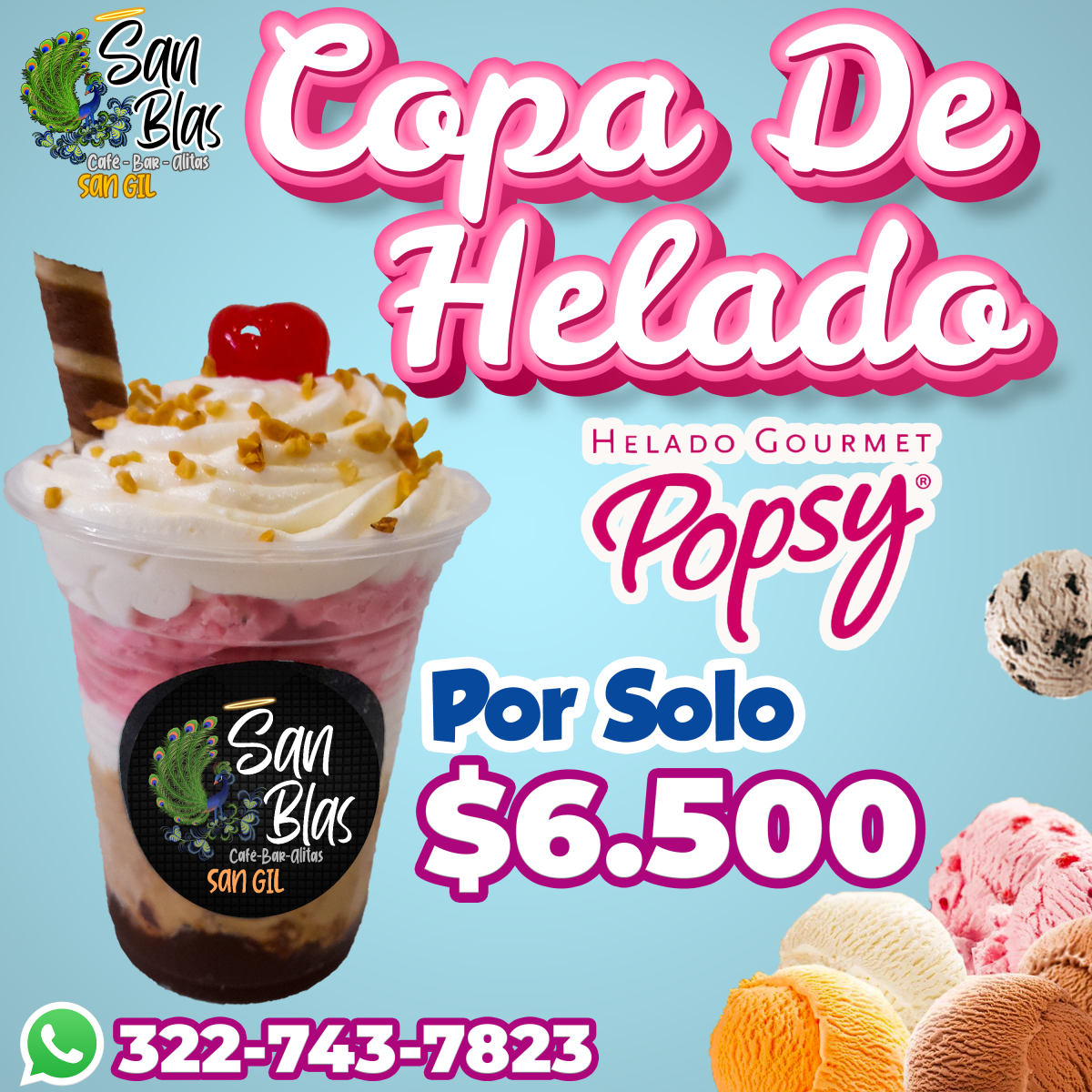 San Blas Cafe Bar Alitas - Copa de Helado