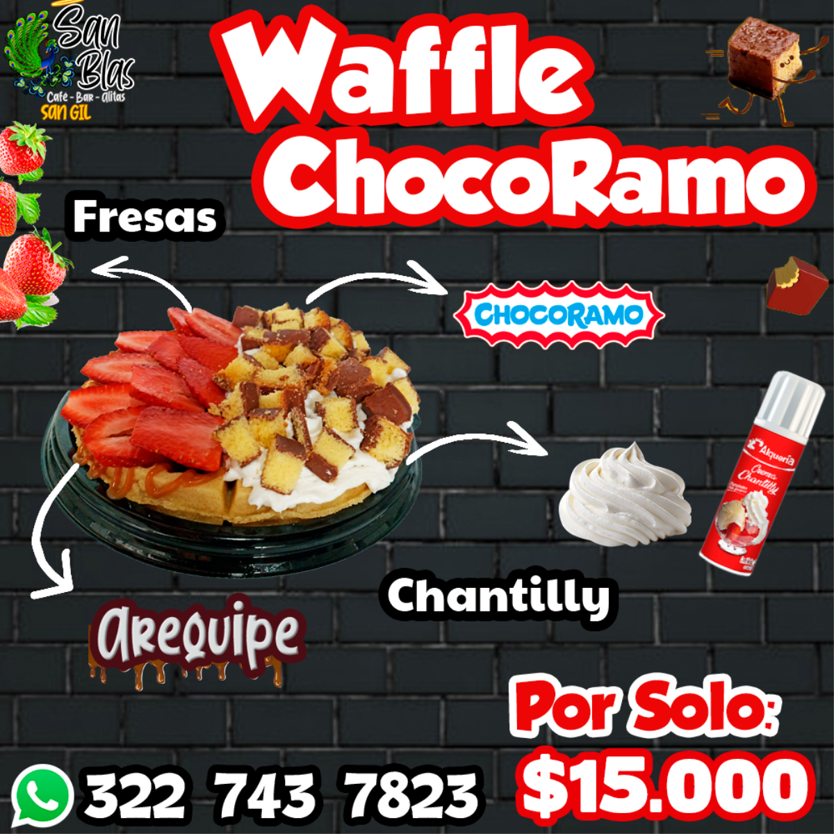 San Blas Cafe Bar Alitas - Waffle Chocoramo